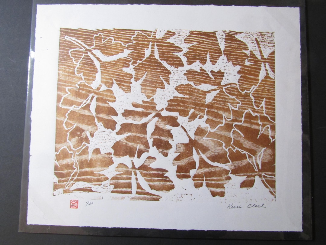 Oak Tree Leaf Woodcut Hand Carved Woodblock Print Hand Pulled Moku ...
