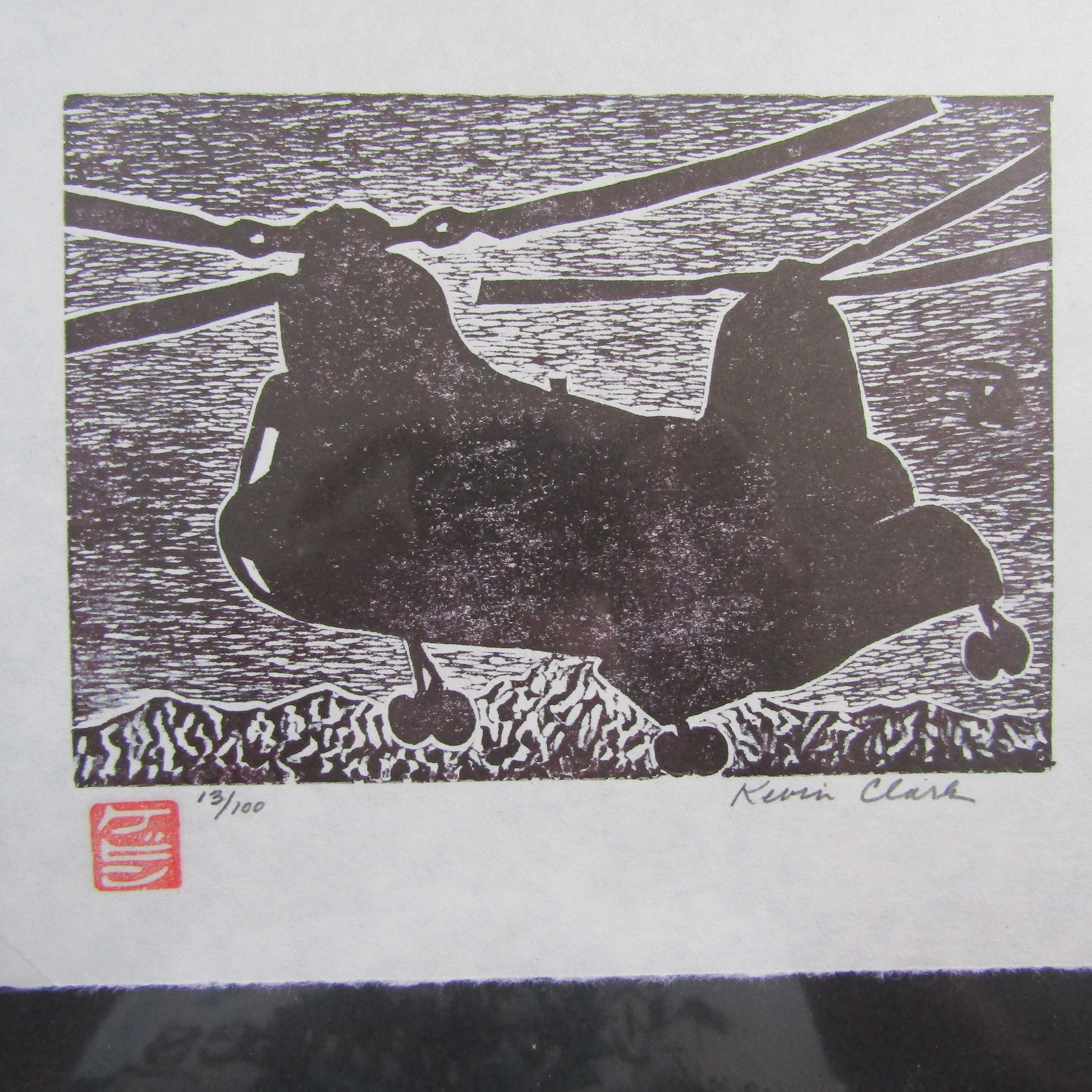 Helicopter Chinook Night Frog 46 47 Hand Carved Woodblock Print ...