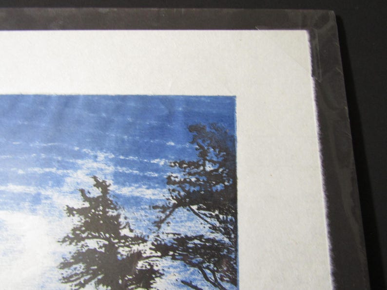 Pine Fir Cedar Tree Forest Cliff Edge Original Hand Carved Woodblock ...