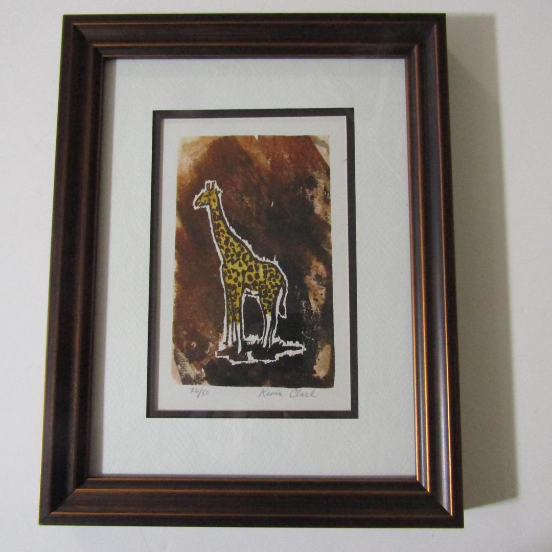Africa Giraffe Woodcut Engraving Hand Carved Woodblock Print Japanese ...