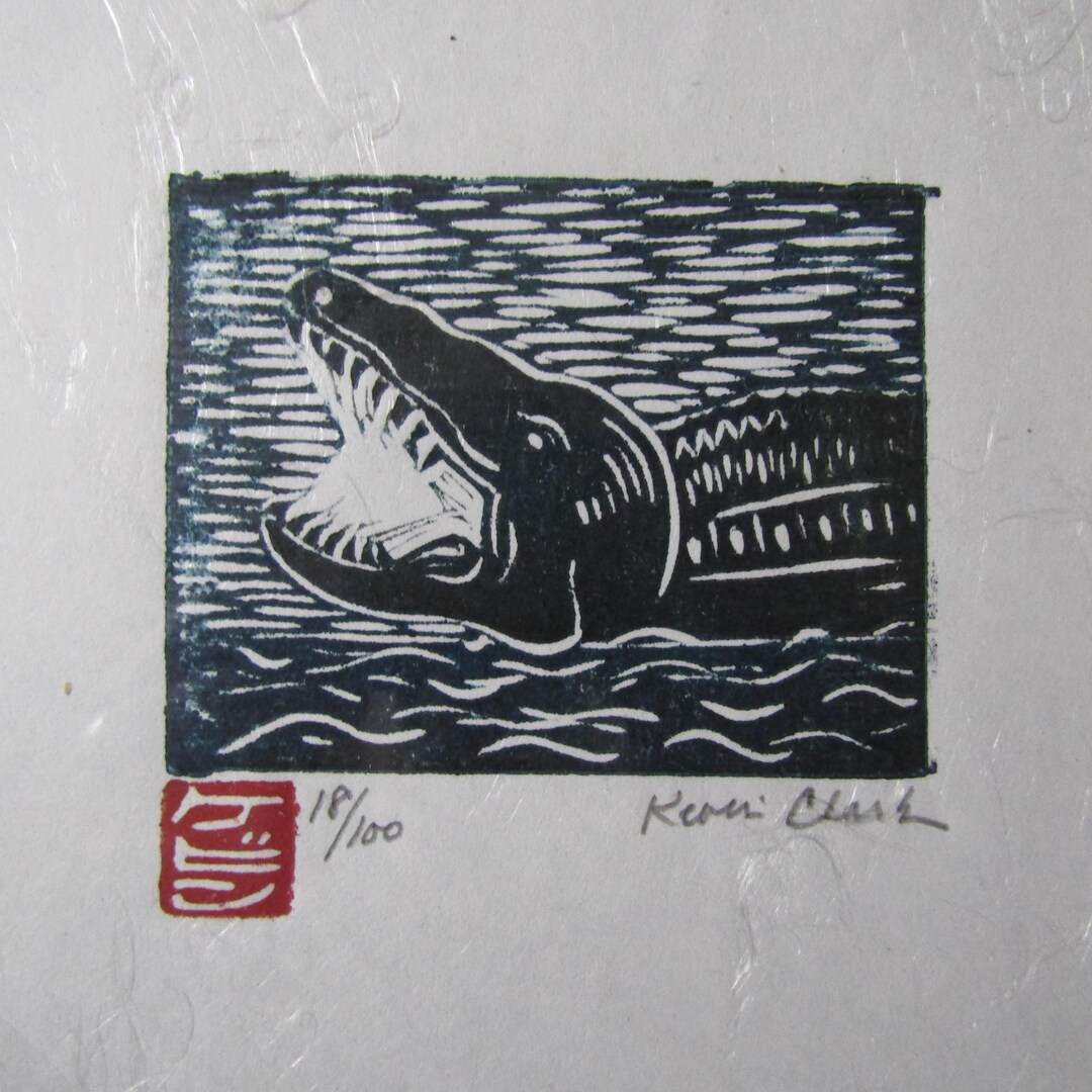 Alligator Crocodile Original Woodcut Hand Carved Woodblock Print Moku ...