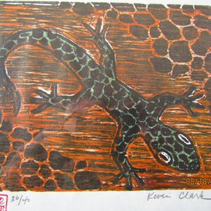 Lizard Gecko Reptile Woodcut Engraving Hand Carved Woodblock Print ...