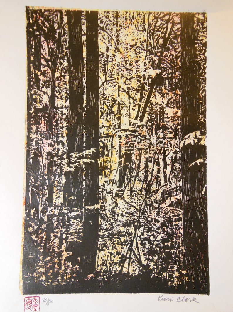 Maple Tree Forest Original Hand Carved Woodblock Print - Etsy