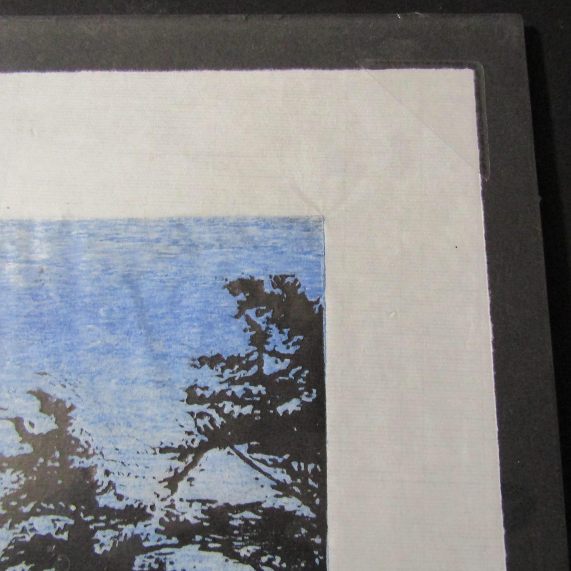 Pine Fir Cedar Tree Forest Cliff Edge Original Hand Carved Woodblock ...