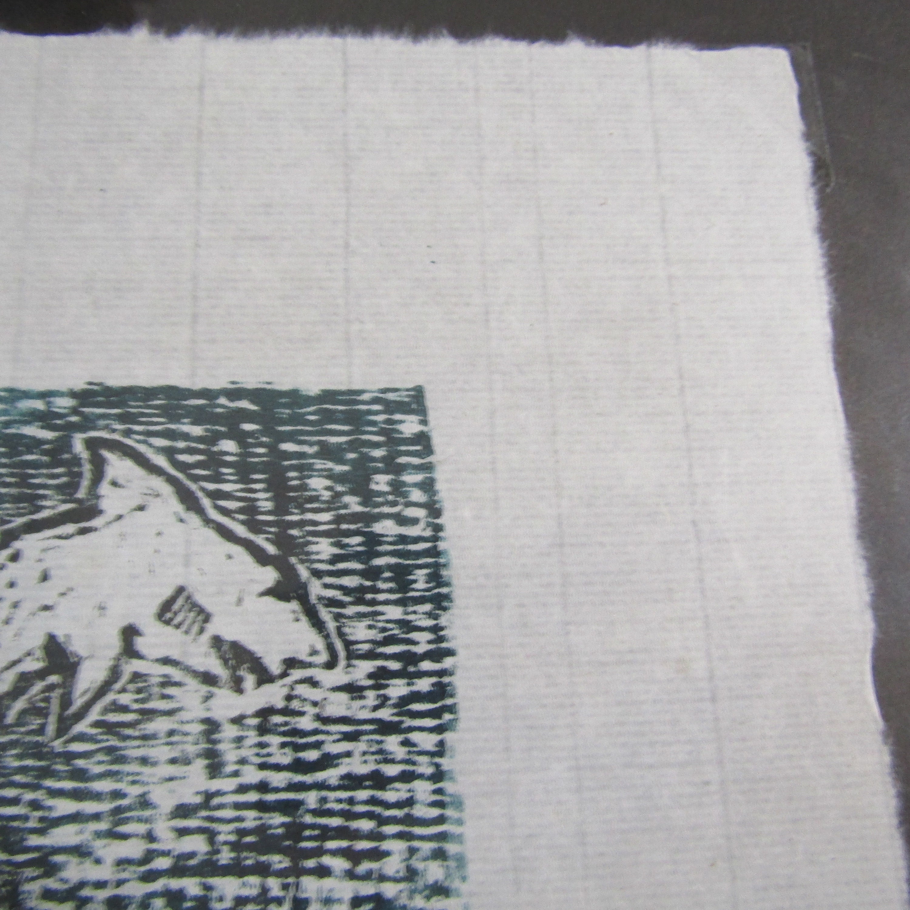 Shark Fish Jump Ocean Sea Hand Carved Woodblock Print Japanese Washi ...