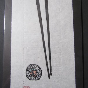 Chopsticks & Sushi Hashi Hand Carved Woodblock Print Japanese Washi ...