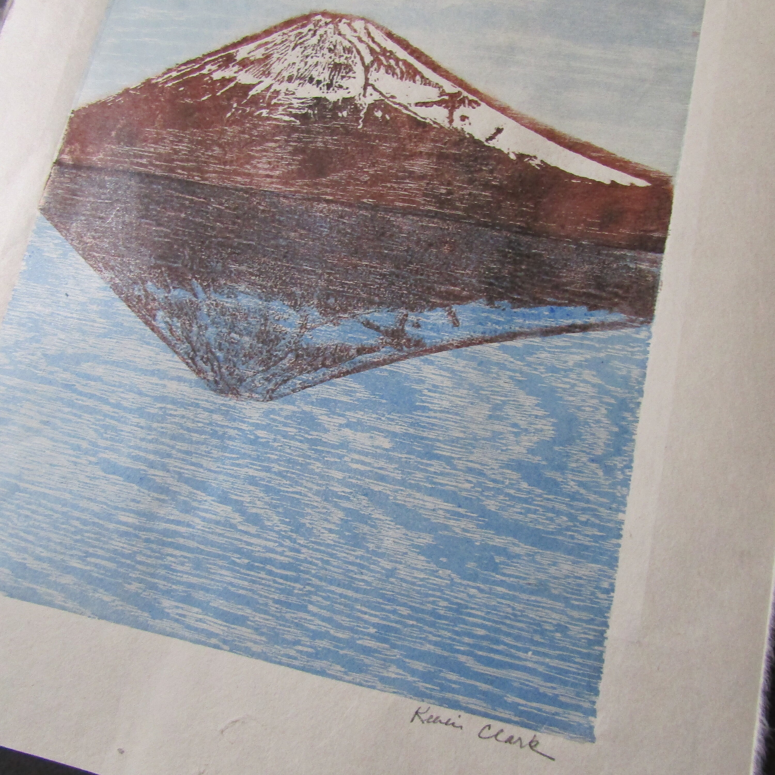 Sakasa Fuji Mountain Reflection View Large Hand Carved Woodblock Print ...