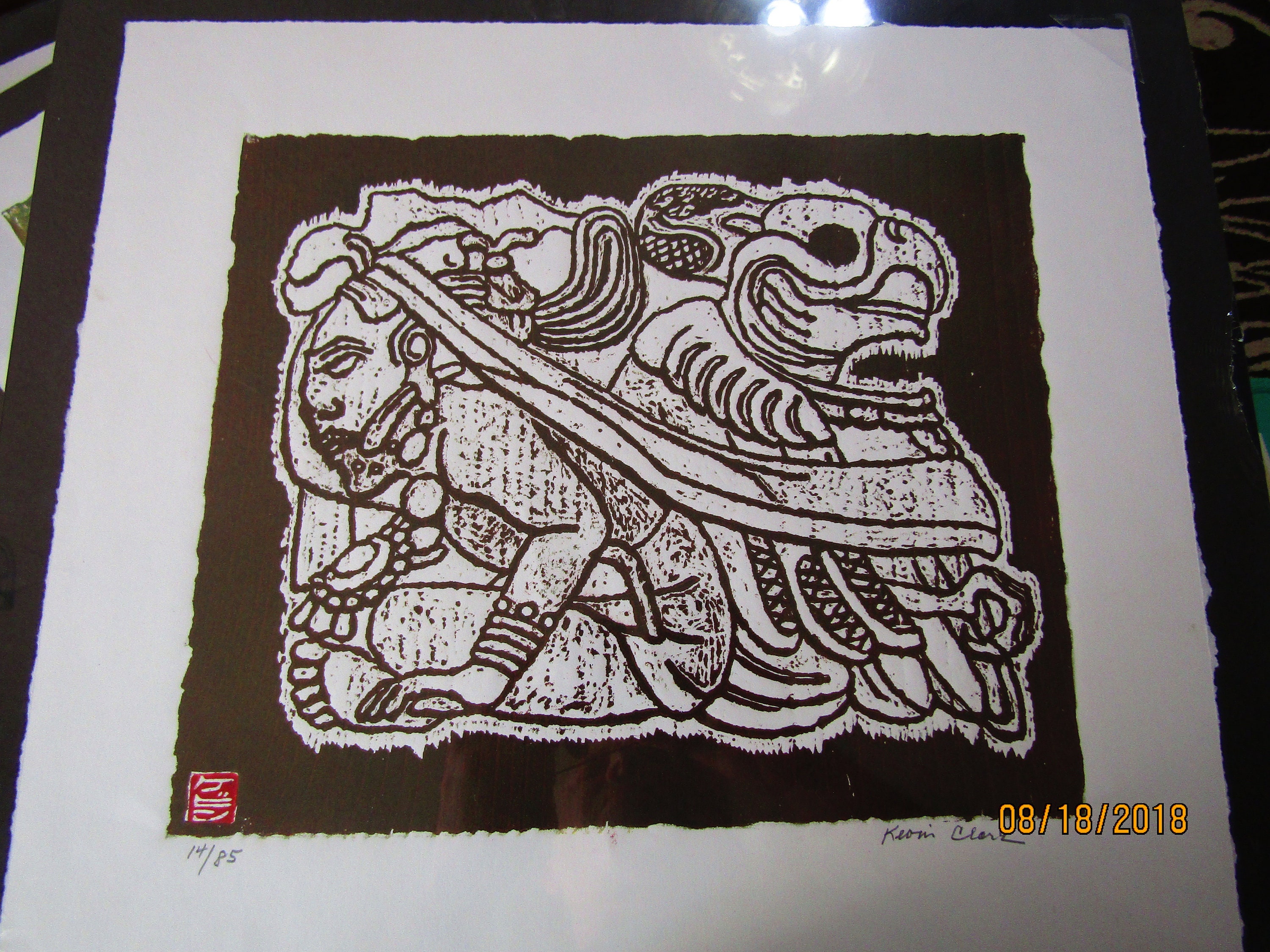 Mayan Glyph Copan Honduras Woodcut Engraving Carved Woodblock Print ...