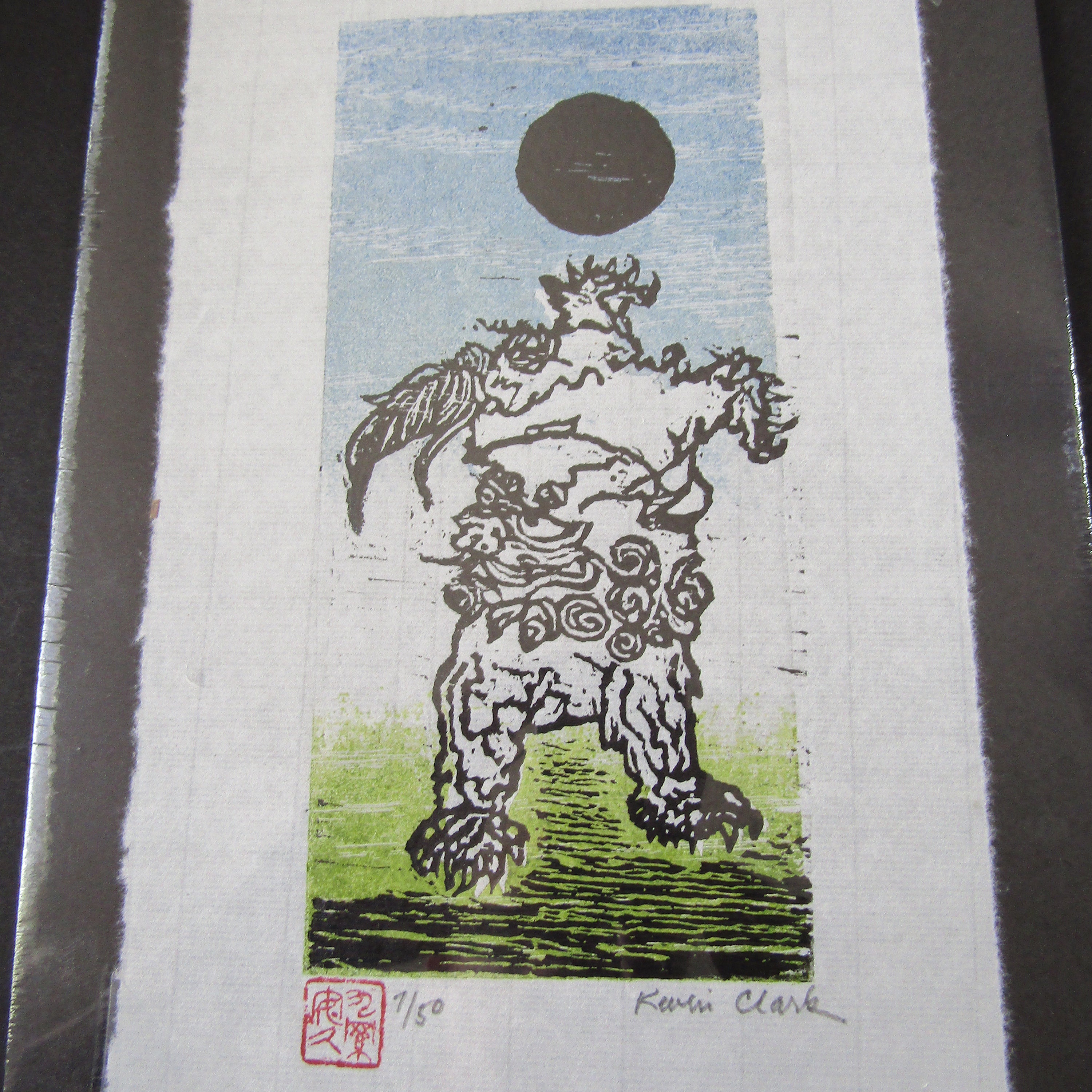 Temple Fu Shisa Dog Guardian Lion 3 Woodblock Print Engraving - Etsy