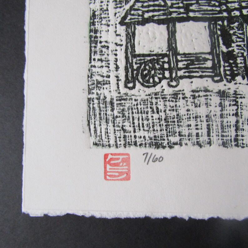 Japanese Traditional House Gasho Hand Carved Woodblock Print Woodcut ...