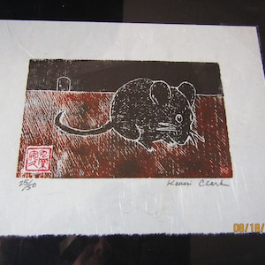 Nezumi Mouse Rat Mice Woodcut Engraving Hand Carved Woodblock - Etsy