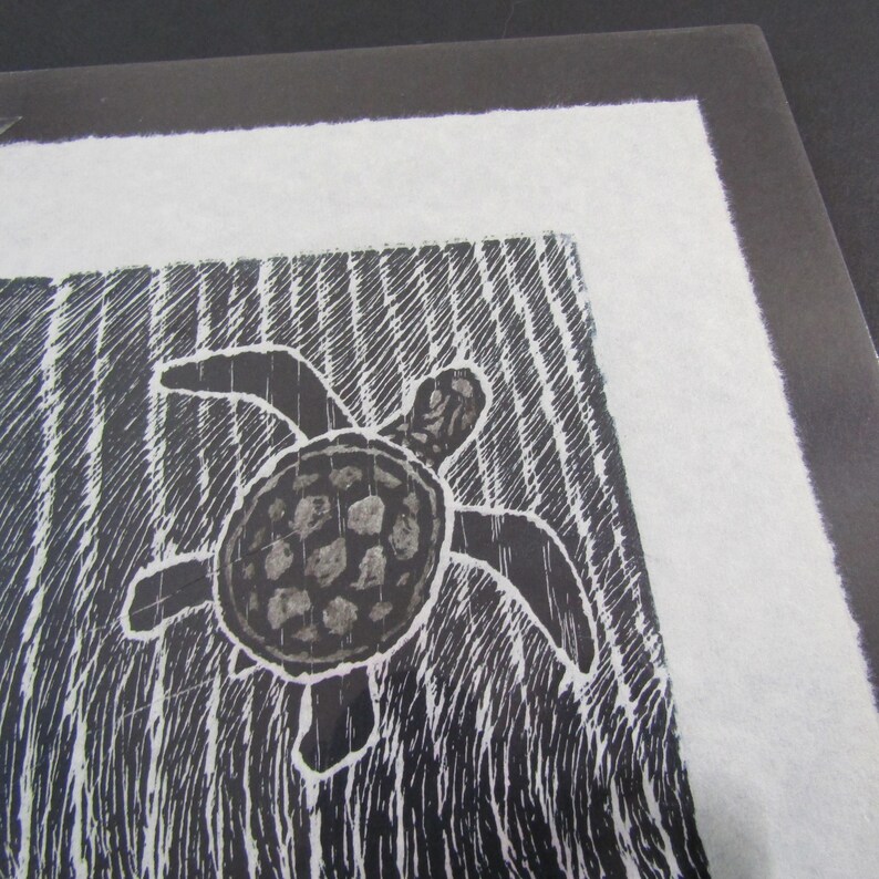Ocean Sea Turtles Hand Carved Woodblock Print Japanese Washi - Etsy