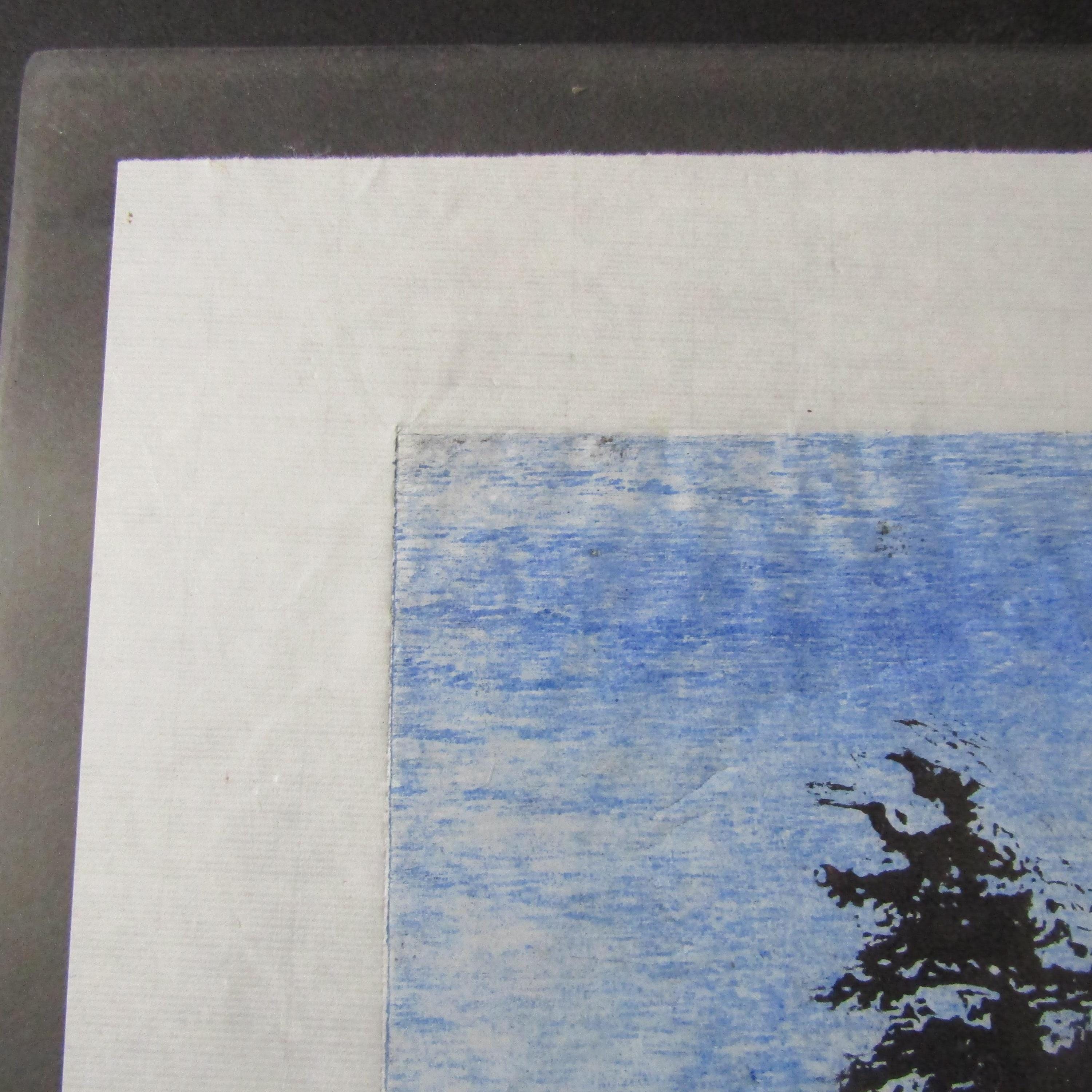 Pine Fir Cedar Tree Forest Cliff Edge Original Hand Carved Woodblock ...