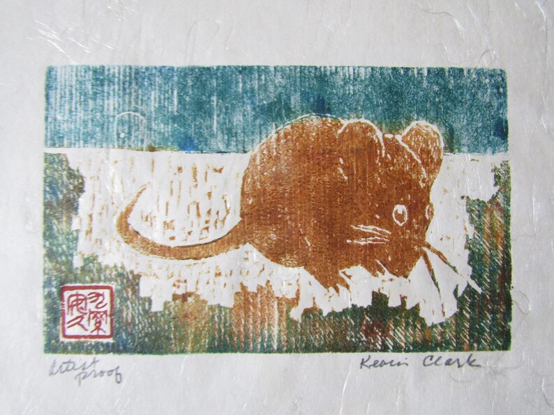 Nezumi Mouse Rat Mice Woodcut Engraving Hand Carved Woodblock Print ...