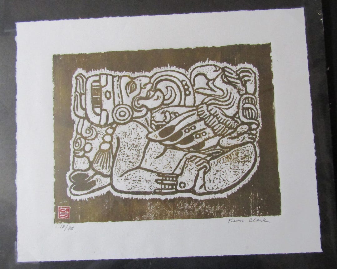 Mayan Glyph Copan Hand Carved Woodcut Grabado Woodblock Print Japanese ...