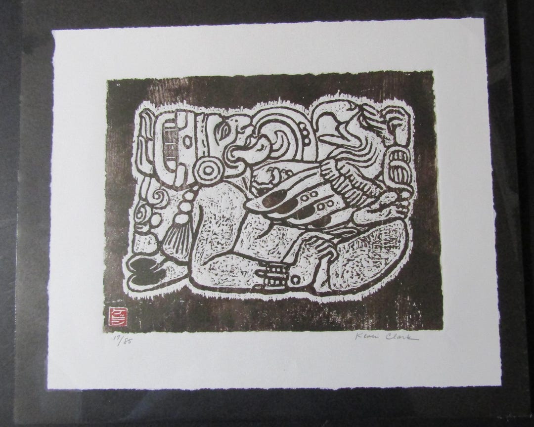 Mayan Glyph Copan Hand Carved Woodcut Grabado Woodblock Print Japanese ...