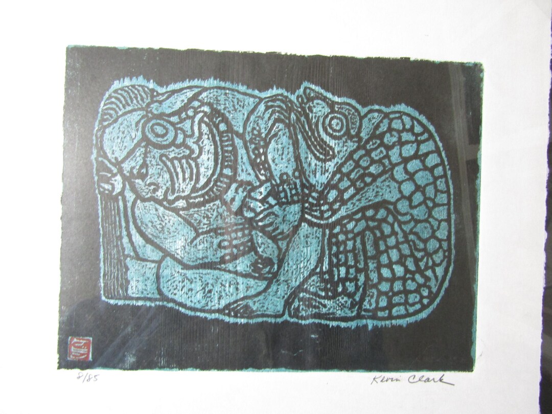Mayan Glyph Copan Honduras Woodcut Engraving Carved Woodblock Print ...