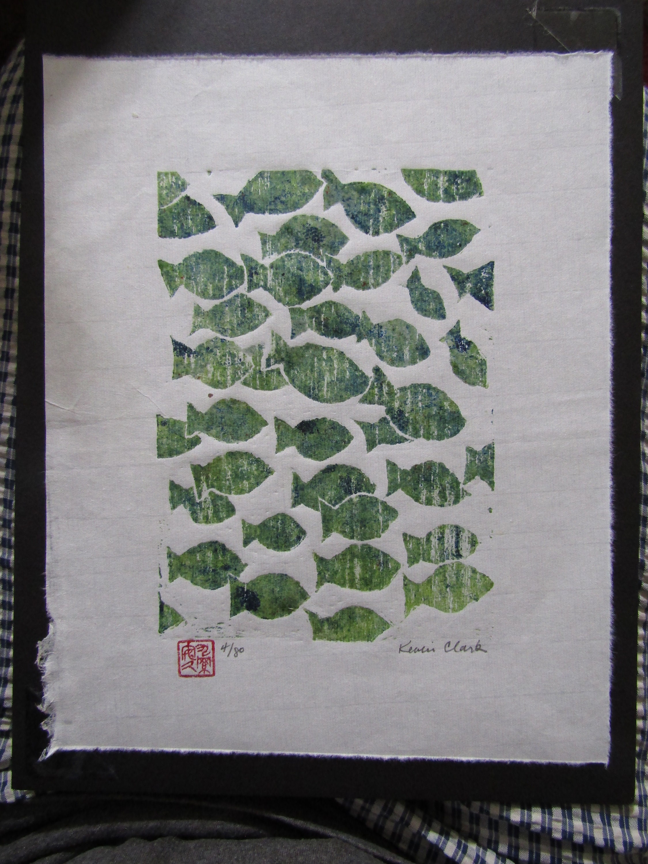 Ocean Fish School Original Hand Carved Woodblock Print Moku - Etsy