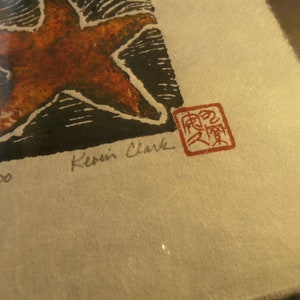 Starfish Stack Original Hand Carved Woodblock Print Moku Hanga Japanese Washi Paper Signed Kevin ...