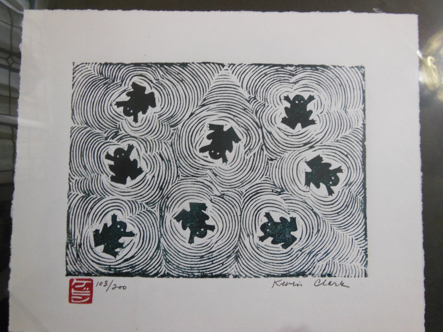 Frogs Froggy Frog Swimming Hand Carved Woodblock Print - Etsy