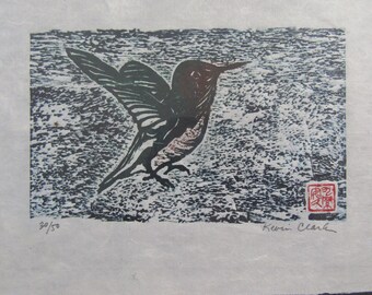 Bird Woodblock Print | Etsy