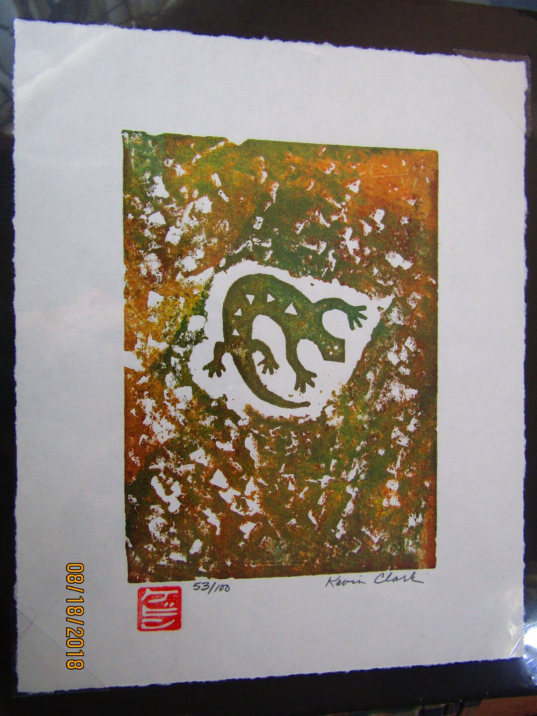 Stone Lizard Gecko Woodcut Engraving Hand Carved Woodblock Print ...