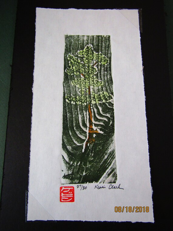 Tree Oak Wood Woodcut Engraving Woodblock Print Banhua | Etsy