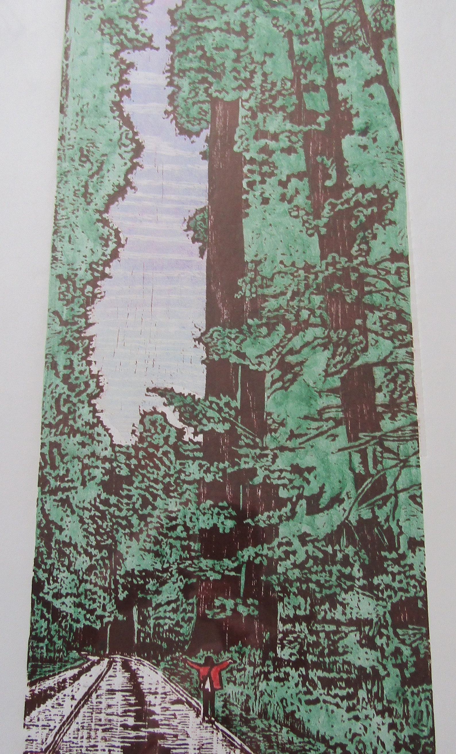 Original hand carved woodblock print Sequoia Redwood tree | Etsy