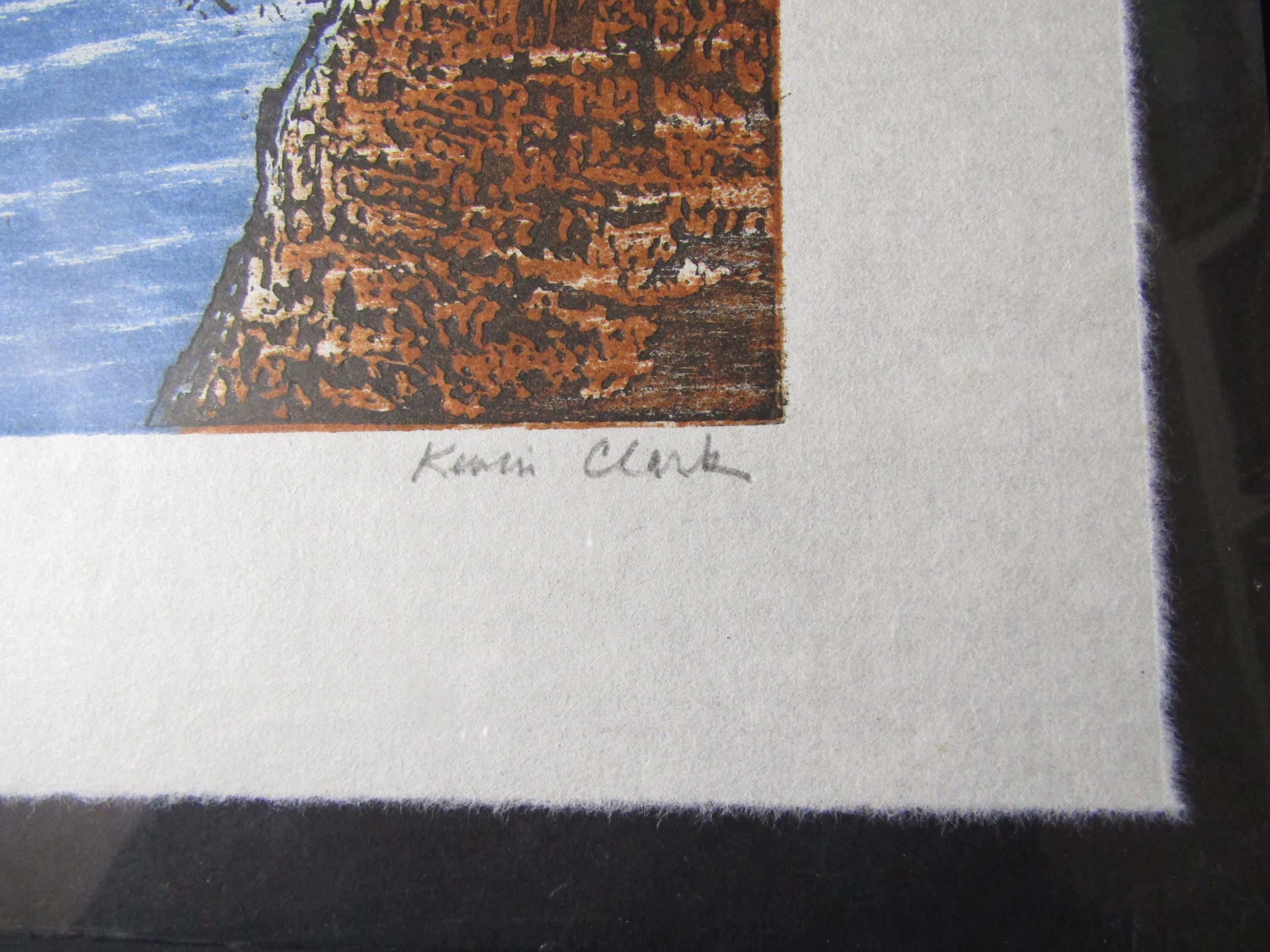 Pine Fir Cedar Tree Forest Cliff Edge Original Hand Carved Woodblock ...