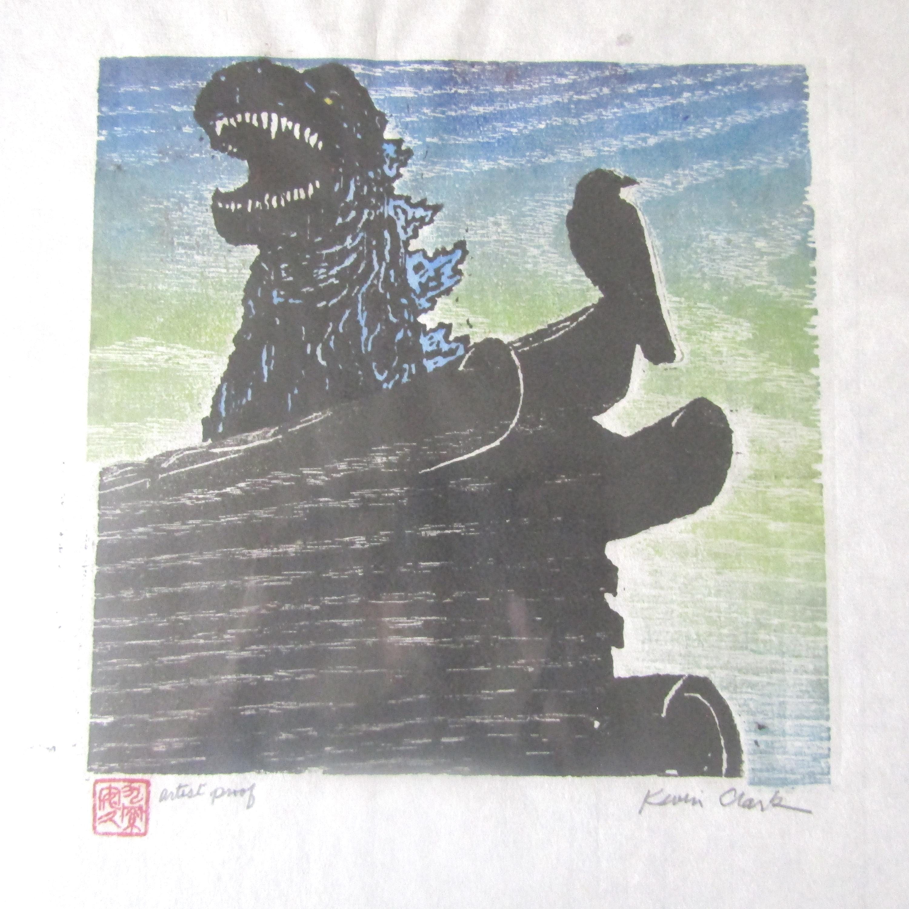 Temple Kaiju Godzilla-like Monster Dinosaur and the Crow Original Hand ...