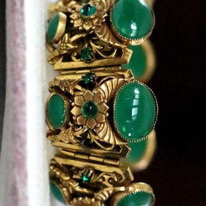Neiger Egyptian Ornate Gold Jade Glass Rhinestone Bracelet - Etsy