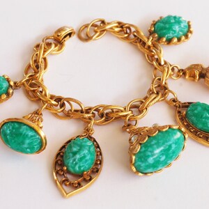 Ornate Jade Fob Chunky Charm Bracelet Vintage Jewelry - Etsy