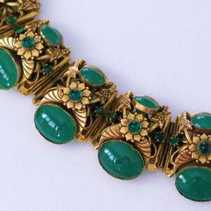 Neiger Egyptian Ornate Gold Jade Glass Rhinestone Bracelet - Etsy