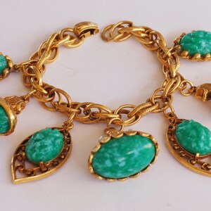 Ornate Jade Fob Chunky Charm Bracelet Vintage Jewelry - Etsy