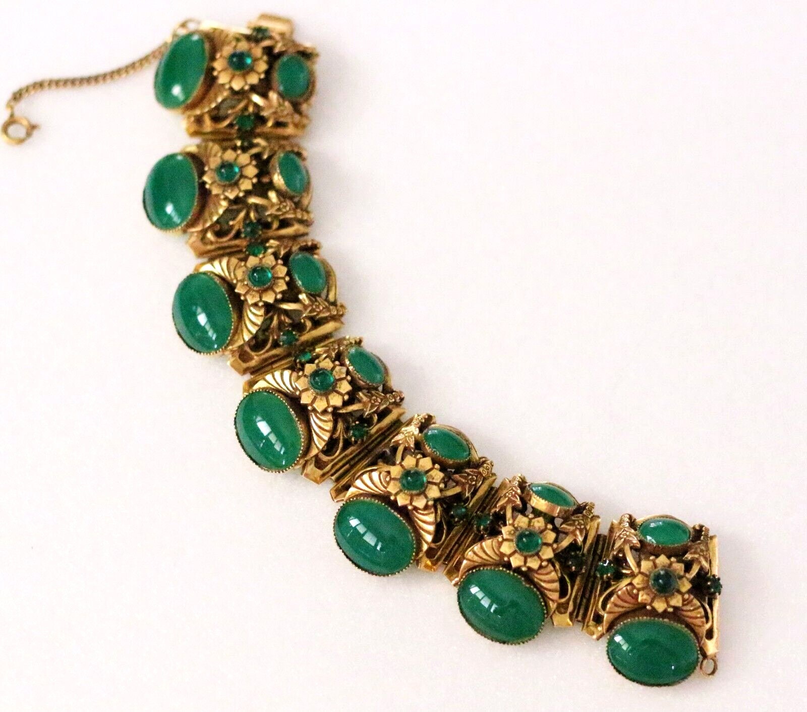 Neiger Egyptian Ornate Gold Jade Glass Rhinestone Bracelet - Etsy