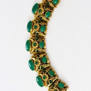 Neiger Egyptian Ornate Gold Jade Glass Rhinestone Bracelet - Etsy