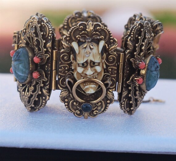 RARE J Braunstein Smiling Devil Monster Faces Scarab … - Gem