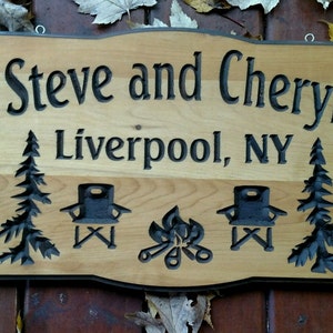 Family Camp Sign Personalized Cedar Carved Wood Sign - Etsy