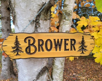 Family Name Sign Carved Cedar Wood Sign Rustic Shape With - Etsy