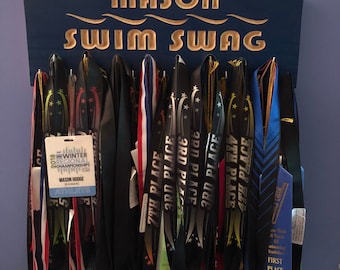 Personalized Swimming Medals Hanger : Sports Medal Display Rack Ribbon ...