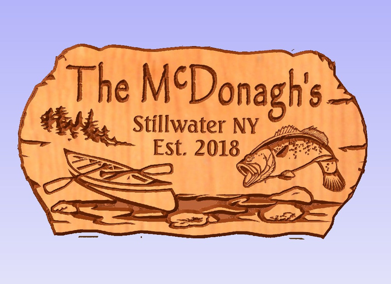 Fish Lake River Sign Personalized Cedar Carved Wood Sign You Can Choose ...