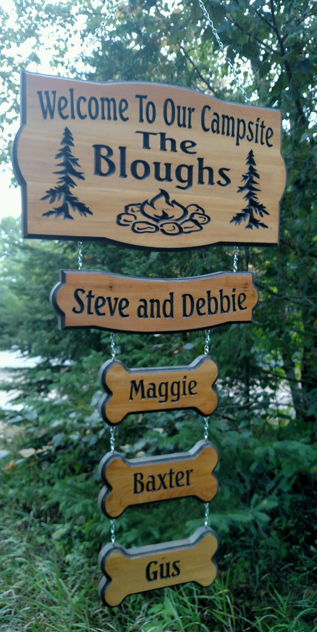Personalized Carved Cedar Camping Sign (22x12) With Pet/family Name ...
