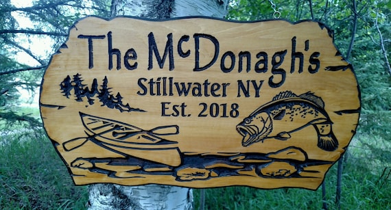 Fish Lake River Sign Personalized Cedar Carved Wood Sign You | Etsy