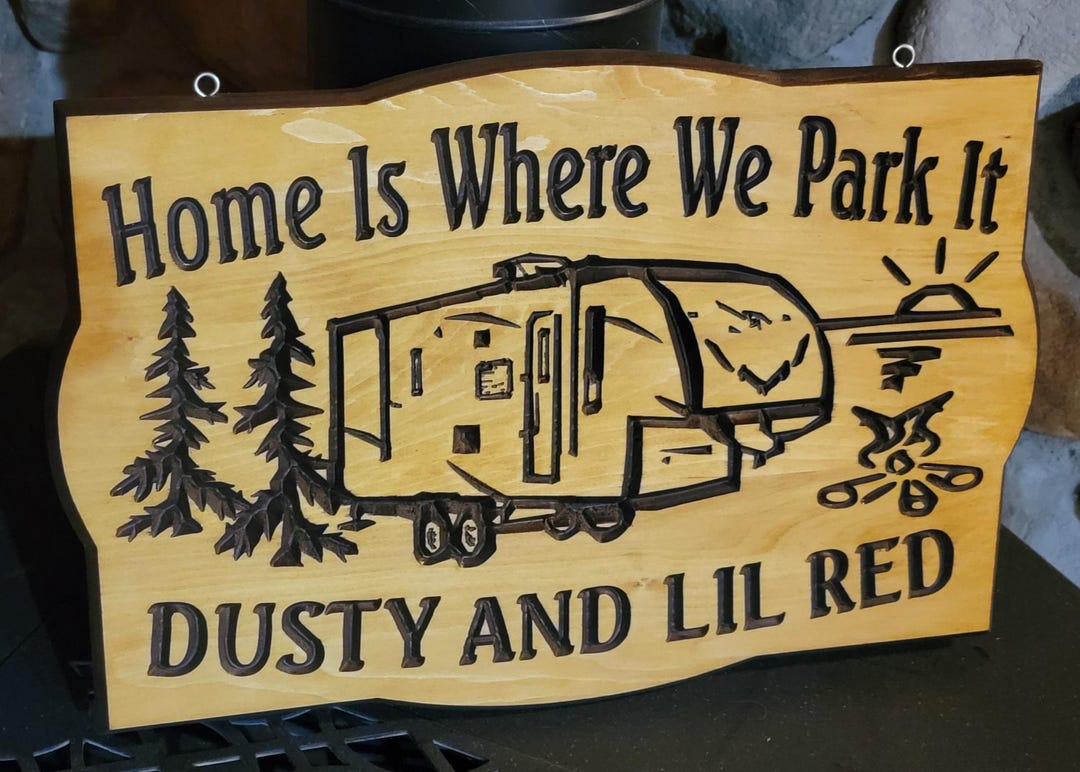 Fifth Wheel Camping Sign / Cedar Carved Wood Sign / Personalized - Etsy