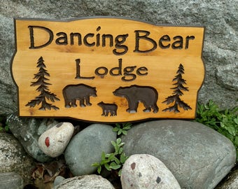 Camp Sign Family Cabin Sign Three Bears Design Northern White | Etsy