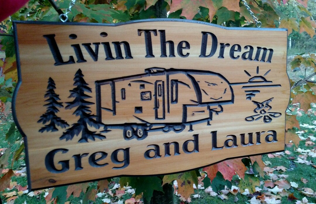 Fifth Wheel Camping Sign / Cedar Carved Wood Sign / Personalized - Etsy