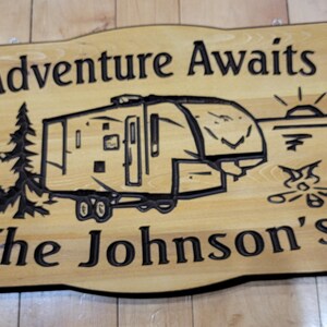 Fifth Wheel Camping Sign / Cedar Carved Wood Sign / Personalized - Etsy