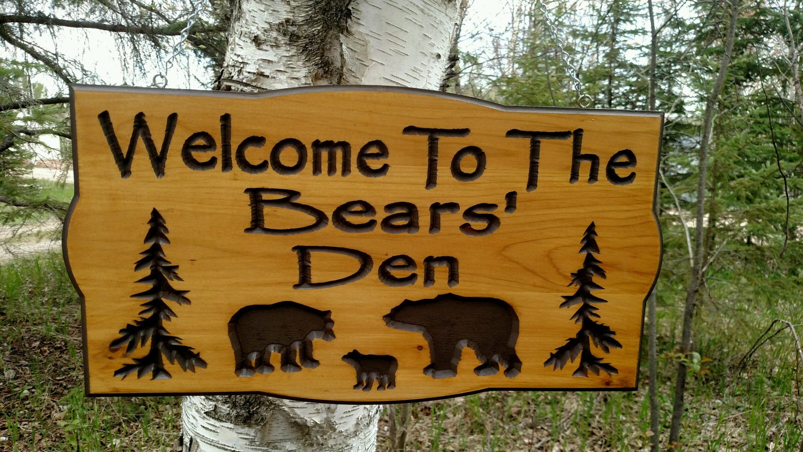 Camp Sign Family Cabin Sign Three Bears Design Northern White | Etsy