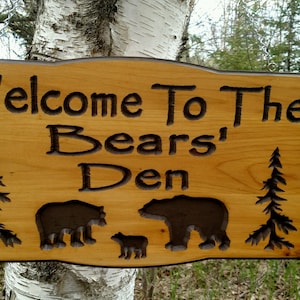 Camp Sign Family Cabin Sign Three Bears Design Northern White Cedar ...