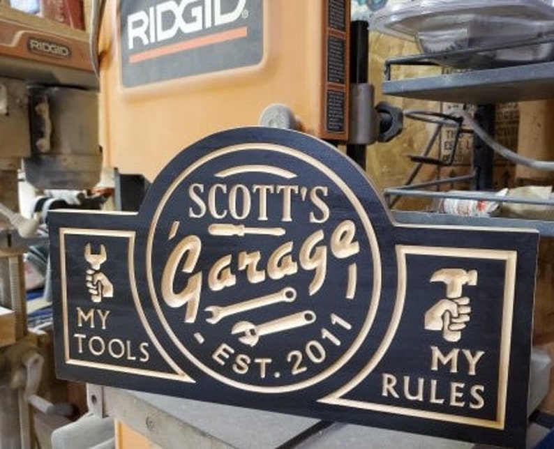 Garage Sign/carved Wood/customized Shop Sign/fathers Day / Personalized ...
